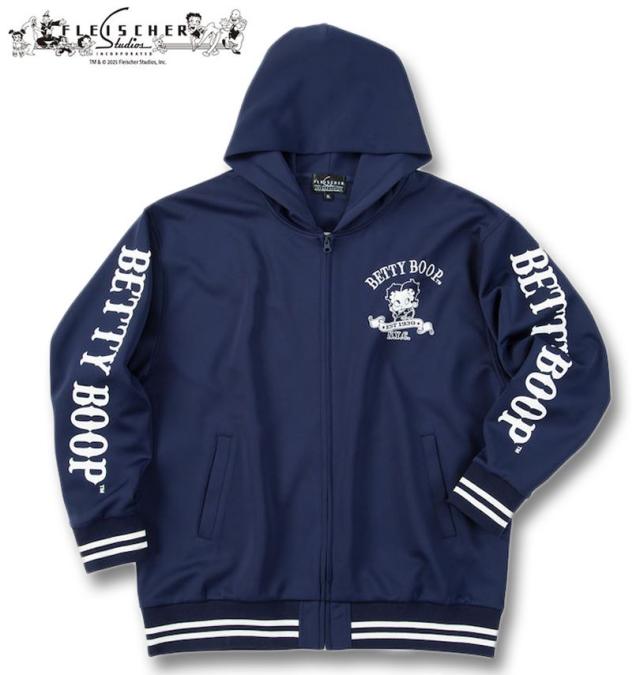 大きいサイズ BETTY BOOP ダンボールニット フルジップ パーカー ネイビー 3L 4L 5L 6L/1278-5621-1-128