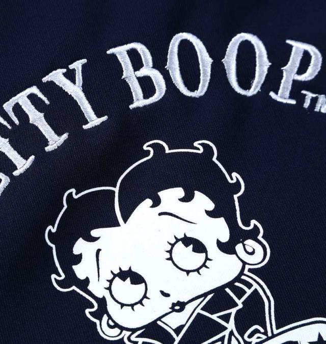 大きいサイズ BETTY BOOP ダンボールニット フルジップ パーカー ネイビー 3L 4L 5L 6L/1278-5621-1-128