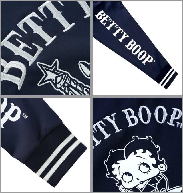 大きいサイズ BETTY BOOP ダンボールニット フルジップ パーカー ネイビー 3L 4L 5L 6L/1278-5621-1-128