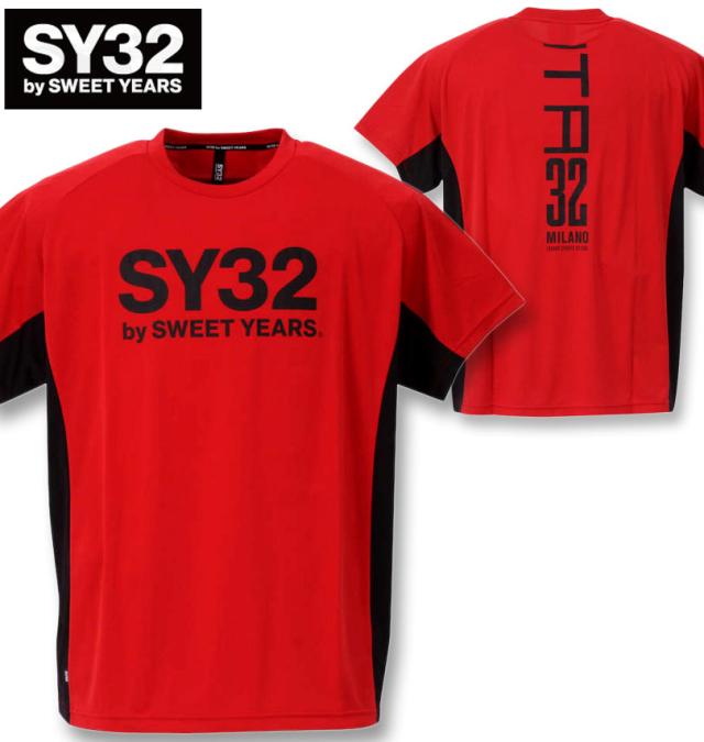 大きいサイズ SY32 by SWEET YEARS アスレチックプラクティス半袖Tシャツ レッド 3L 4L 5L 6L/1278-3502-1-130