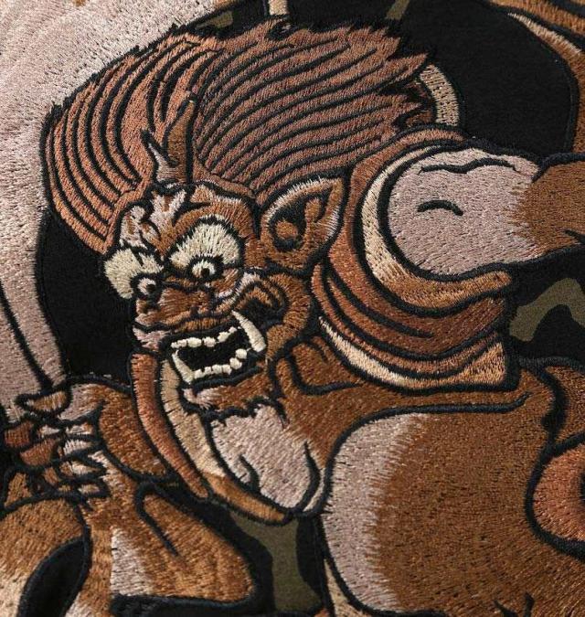 大きいサイズ 絡繰魂 風神雷神 琥珀 半袖 Tシャツ ブラック 3L 4L 5L 6L/1258-5252-1-138