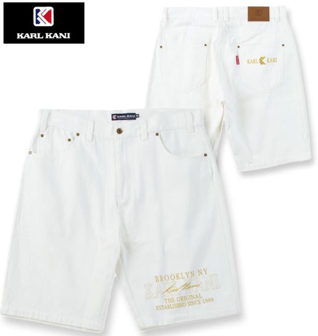 大きいサイズ KARL KANI デニム ハーフパンツ ホワイト 100cm 110cm 120cm 130cm 140cm 150cm/1274-5215-1-138