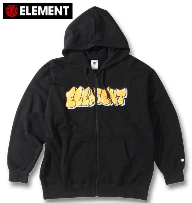 大きいサイズ ELEMENT BOMBING フルジップパーカー ブラック 3L 4L 5L 6L/1278-3627-2-138