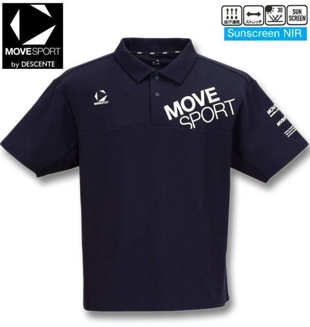 大きいサイズ MOVESPORT SUNSCREEN 鬼鹿の子 半袖 ポロシャツ ネイビー 3L 4L 5L 6L/1278-5231-2-138