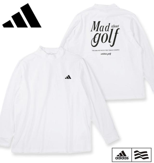 大きいサイズ adidas golf アディダスゴルフ バックグラフィック 長袖 モックネックシャツ ホワイト 3XL 4XL 5XL/1278-5351-1-138