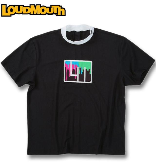 大きいサイズ LOUDMOUTH モックネック 半袖シャツ ブラック 3L 4L 5L 6L/1278-5225-1-140