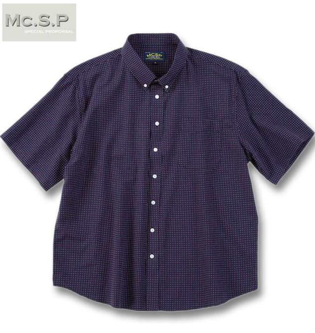 大きいサイズ Mc.S.P 刺し子チェック B.D 半袖シャツ ネイビー 3L 4L 5L 6L 8L/1277-5236-2-45の通販は ...