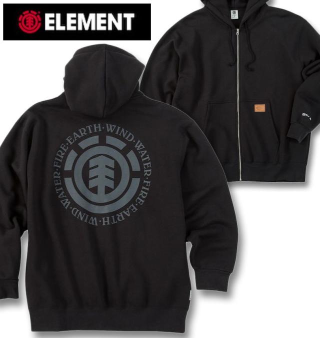 大きいサイズ ELEMENT LOGO フルジップ パーカー ブラック 3L 4L 5L 6L/1278-5367-2-145