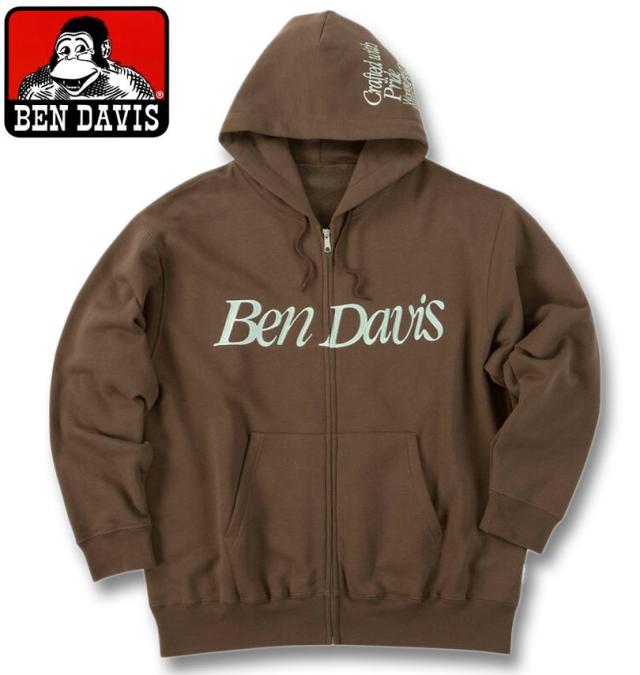 大きいサイズ BEN DAVIS スラントロゴ フルジップ パーカー ブラウン 3L 4L 5L 6L/1278-5614-2-145
