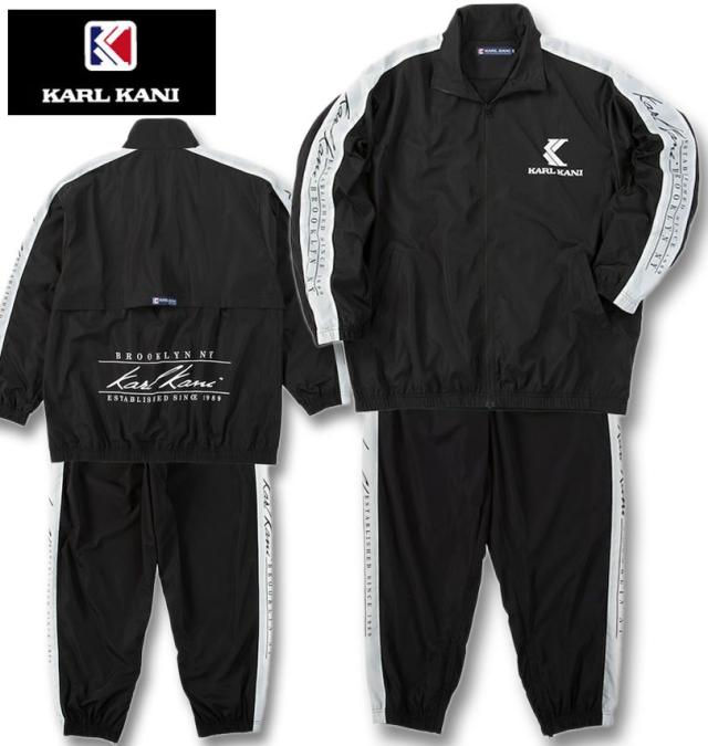 大きいサイズ KARL KANI 裏メッシュ ブレーカー 上下セット ブラック 3L 4L 5L 6L 8L/1276-5311-2-248