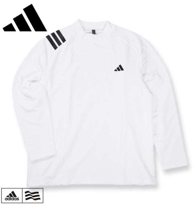 大きいサイズ adidas golf アディダスゴルフ COLD.RDY スリーストライプ 長袖 モックネックシャツ ホワイト 3XL 4XL 5XL/1278-5352-1-148