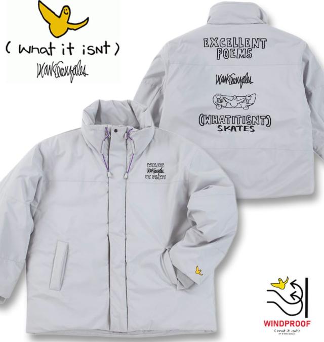 大きいサイズ (What it isNt) 防風 スタンドカラー 中綿ジャケット ライトグレー 3L 4L 5L 6L/1273-4650-1-150