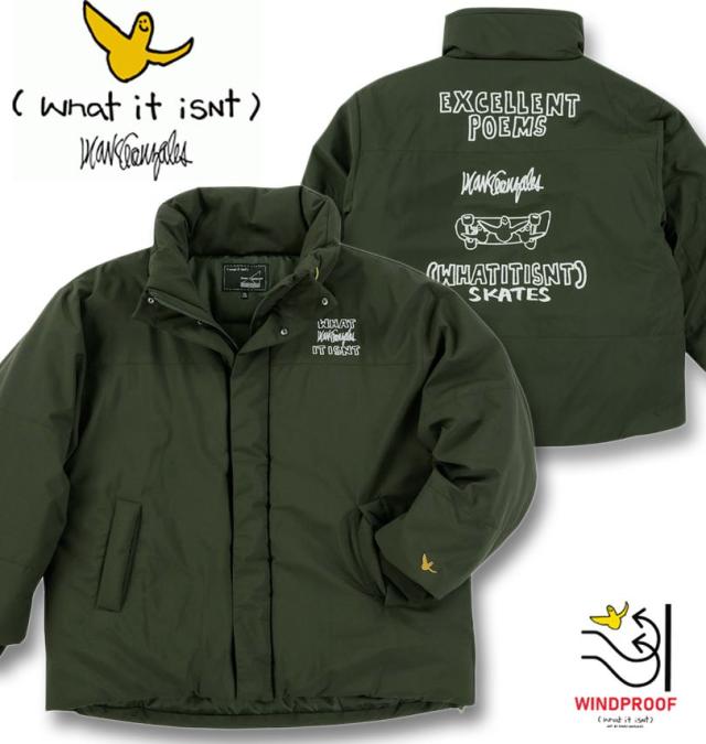 大きいサイズ (What it isNt) 防風 スタンドカラー 中綿ジャケット カーキ 3L 4L 5L 6L/1273-4650-3-150