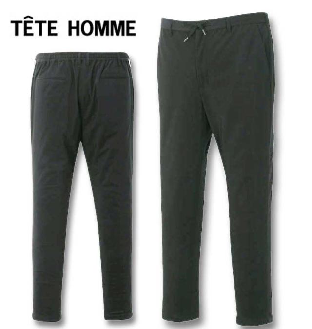 大きいサイズ TETE HOMME フィルサーモトリコット シャーリングドローパンツ ブラック 3L 4L 5L 6L/1274-3385-2-250