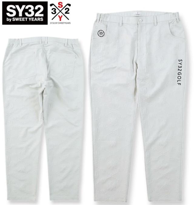 大きいサイズ SY32 by SWEET YEARS ゴルフ エンボス ストレッチ パンツ グレー 3L 4L 5L 6L/1274-5205-1-250