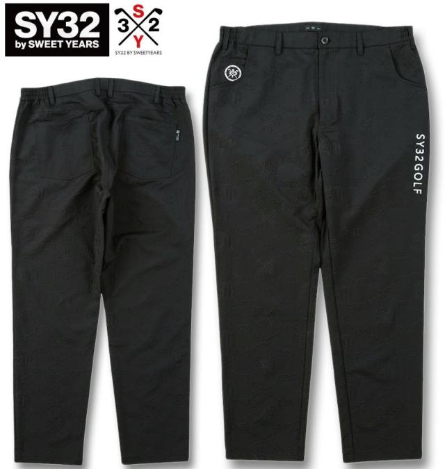 大きいサイズ SY32 by SWEET YEARS ゴルフ エンボス ストレッチ パンツ ブラック 3L 4L 5L 6L/1274-5205-2-250