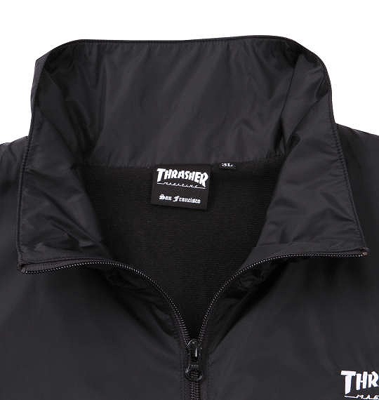 大きいサイズ THRASHER スタンドフルジップジャケット ブラック×ブラック 3L 4L 5L 6L 8L/1173-9326-2-158