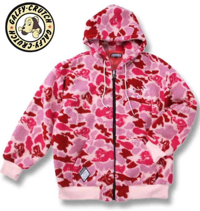 大きいサイズ GALFY カモボア フルジップパーカー ピンク 3L 4L 5L 6L/1258-4382-1-158
