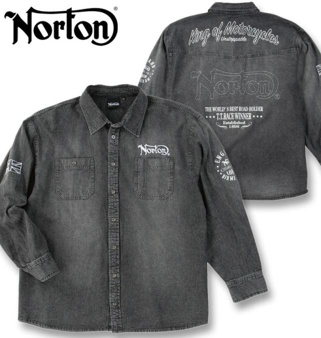 大きいサイズ Norton ノートン デニム 長袖 シャツ サンドブラック 3L 4L 5L 6L 8L/1277-5350-2-158