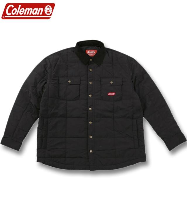 大きいサイズ Coleman キルト シャツジャケット ブラック 3L 4L 5L 6L/1273-5312-2-159