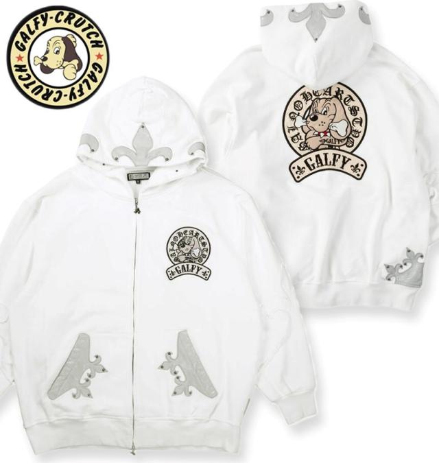 大きいサイズ GALFY 百合の紋章 フルジップ パーカー ホワイト 3L 4L 5L 6L/1258-5371-1-168