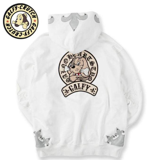 大きいサイズ GALFY 百合の紋章 フルジップ パーカー ホワイト 3L 4L 5L 6L/1258-5371-1-168