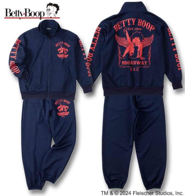 大きいサイズ BETTY BOOP プリント ジャージ 上下セット ネイビー 3L 4L 5L 6L/1278-4632-1-168