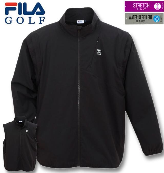 大きいサイズ FILA GOLF 袖脱着 裏メッシュ ストレッチ ブルゾン ブラック 3L 4L 5L 6L/1273-4321-2-170