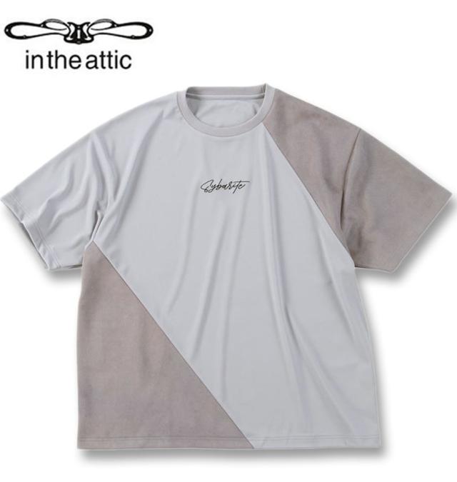 大きいサイズ in the attic スエード 切替 半袖 Tシャツ グレー 3L 4L 5L 6L/1258-5221-1-75