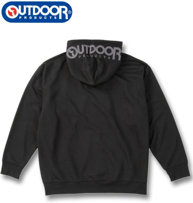 大きいサイズ OUTDOOR PRODUCTS 綿タッチ エステル ダンボール フルジップ パーカー ブラック 7L 8L/1258-5311-2-75