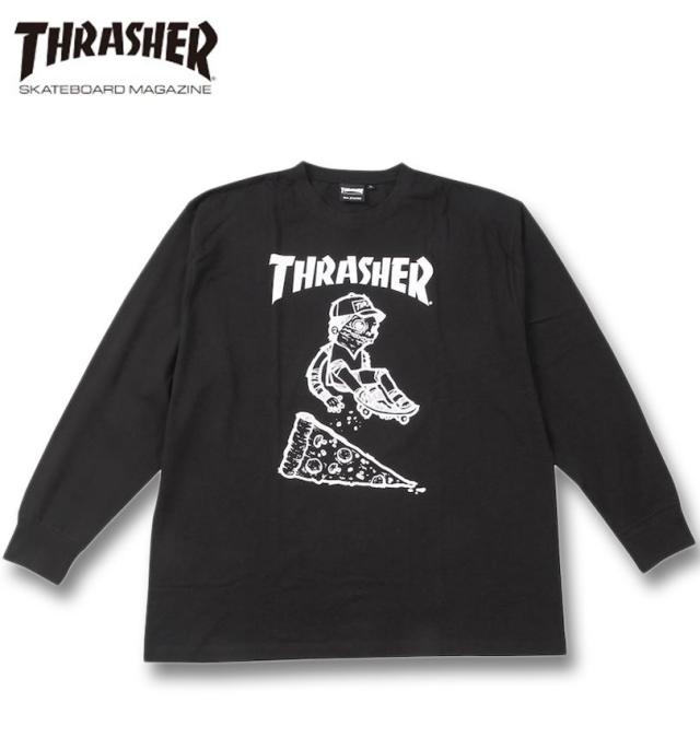 大きいサイズ THRASHER PIZZA 長袖 Tシャツ ブラック 3L 4L 5L 6L 8L/1278-4665-2-75