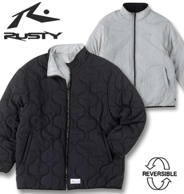大きいサイズ RUSTY 撥水 リバーシブル ジャケット ブラック×グレー 3L 4L 5L 6L/1273-4330-2-178
