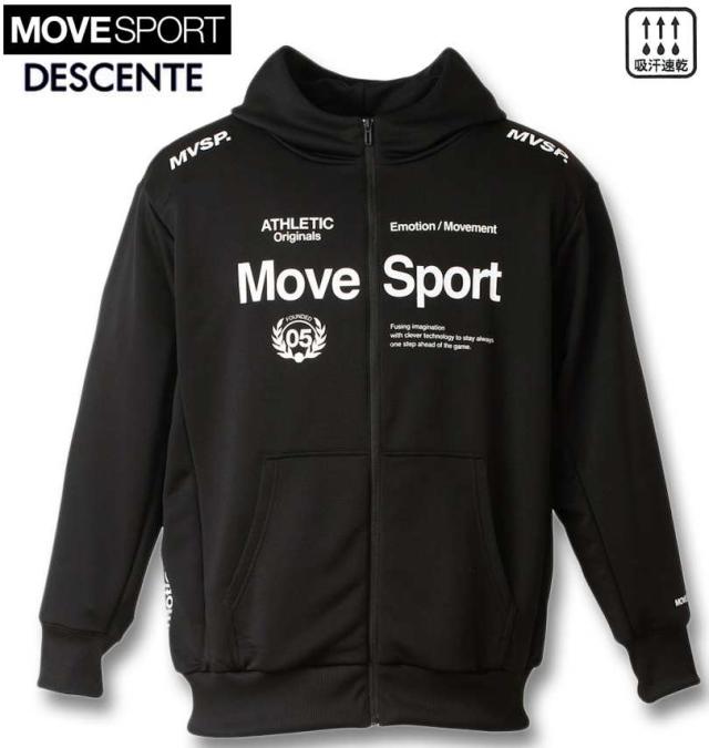 大きいサイズ MOVESPORT ライトスムース スウェット オーセンティックロゴ フルジップ フーディー ブラック 3L 4L 5L 6L/1276-4330-2-178