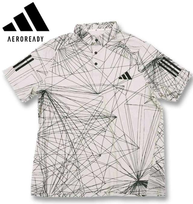 大きいサイズ adidas golf アディダスゴルフ レイビームプリント ドライ 半袖 ポロシャツ ホワイト 3XL/1278-4201-1-178