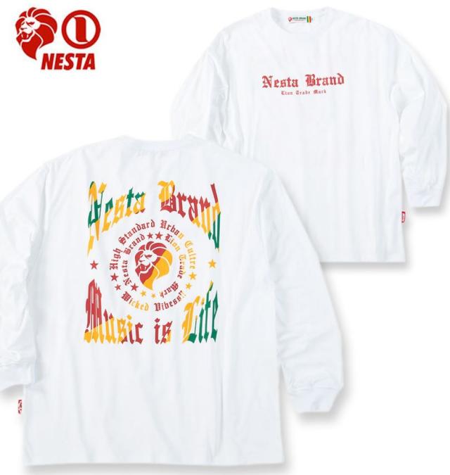 大きいサイズ NESTA BRAND 天竺 長袖 Tシャツ ホワイト 3L 4L 5L 6L 8L/1278-5355-1-78