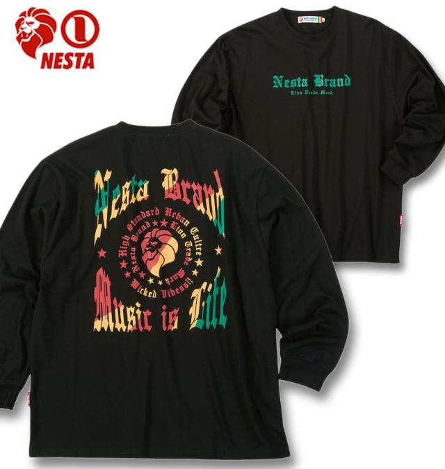 大きいサイズ NESTA BRAND 天竺 長袖 Tシャツ ブラック 3L 4L 5L 6L 8L/1278-5355-2-78