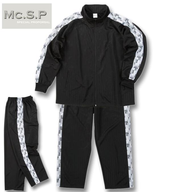 大きいサイズ Mc.S.P ハーフトーンドット 切替 ジャージ 上下セット ブラック×ホワイト 3L 4L 5L 6L 8L/1256-5300-2-79