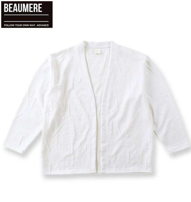 大きいサイズ BEAUMERE 膨れジャガード 長袖カーディガン+半袖Tシャツ ホワイト×ブラック 3L 4L 5L 6L/1258-3330-1-79