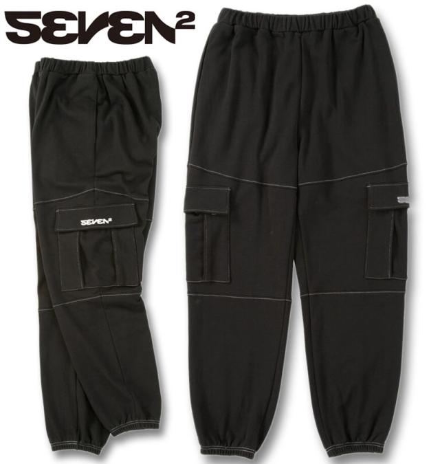 大きいサイズ SEVEN2 裏毛 スウェット カーゴパンツ ブラック 3L 4L 5L 6L 8L/1264-5310-2-79