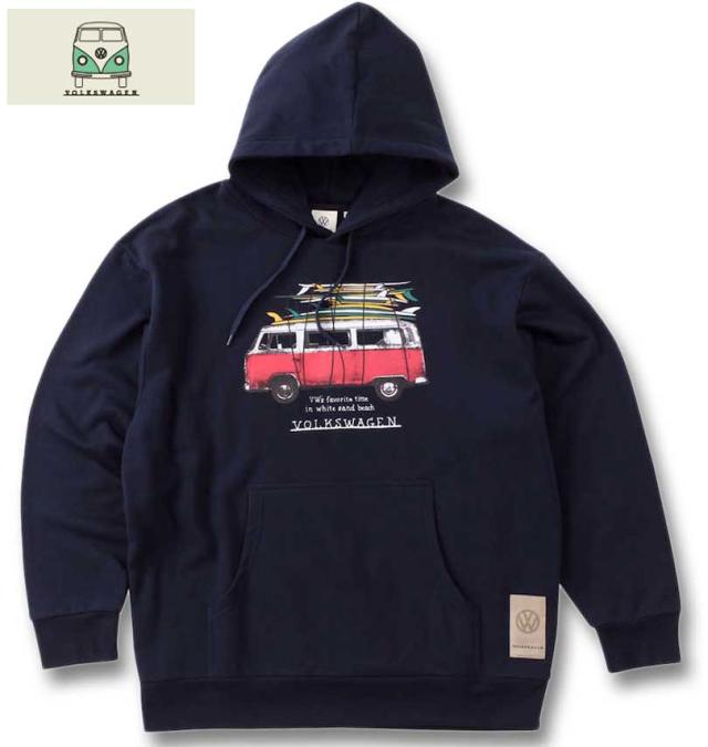 大きいサイズ VOLKSWAGEN 裏起毛 プルパーカー ネイビー 3L 4L 5L 6L 8L/1268-3341-1-79