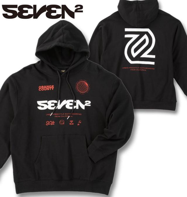大きいサイズ SEVEN2 裏毛 プルパーカー ブラック 3L 4L 5L 6L 8L/1268-5301-2-79