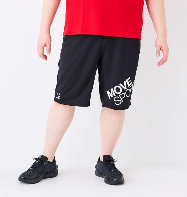 大きいサイズ MOVESPORT ビッグロゴ ハーフパンツ ブラック 3L 4L 5L 6L/1274-5245-2-79