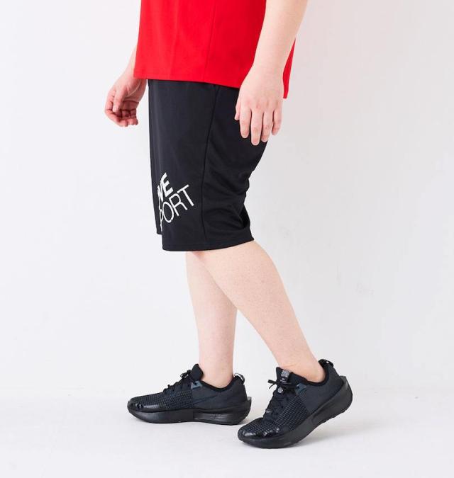 大きいサイズ MOVESPORT ビッグロゴ ハーフパンツ ブラック 3L 4L 5L 6L/1274-5245-2-79