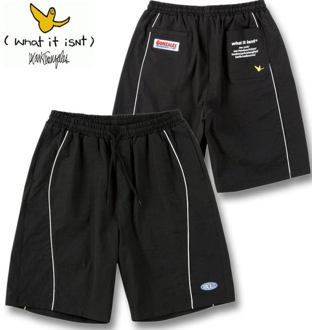 大きいサイズ (What it isNt) ポリストレッチクロス ハーフパンツ ブラック 3L 4L 5L 6L 8L/1274-5530-2-79