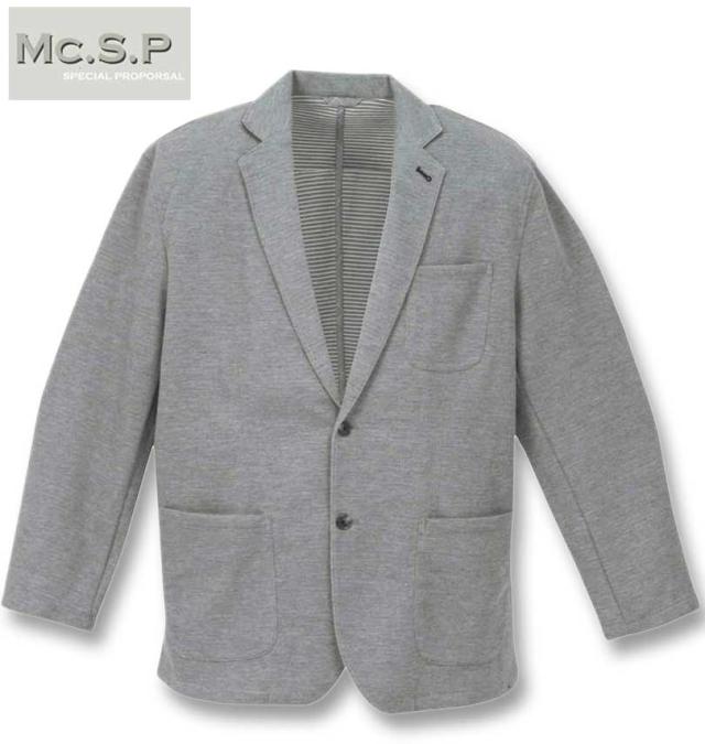 大きいサイズ Mc.S.P 裏ボーダーカットジャケット グレー 3L 4L 5L 6L 7L 8L/1278-3396-1-79