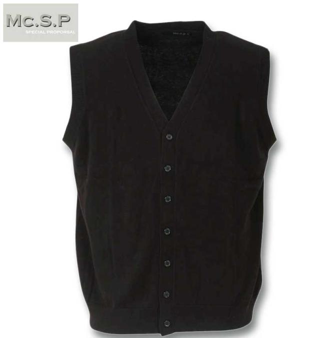 大きいサイズ Mc.S.P ニットベスト ブラック 3L 4L 5L 6L 8L/1278-4376-2-79
