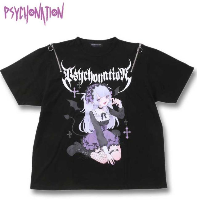 大きいサイズ PSYCHO NATION サイコ×寝田ルネ デビル 半袖 Tシャツ ブラック 3L 4L 5L 6L/1278-4542-1-79