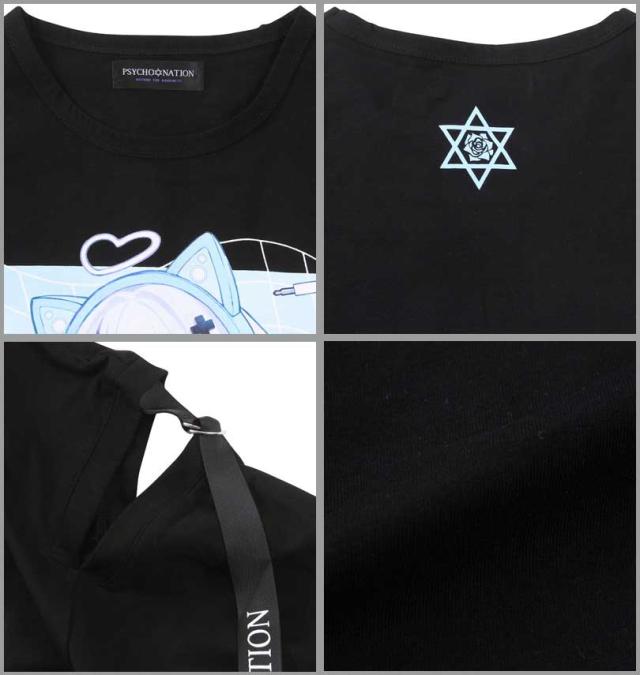 大きいサイズ PSYCHO NATION サイコ×寝田ルネ ゲーマー 半袖 Tシャツ ブラック 3L 4L 5L 6L/1278-4543-1-79