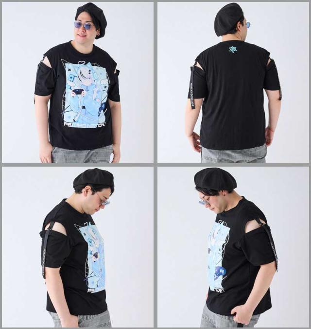 大きいサイズ PSYCHO NATION サイコ×寝田ルネ ゲーマー 半袖 Tシャツ ブラック 3L 4L 5L 6L/1278-4543-1-79