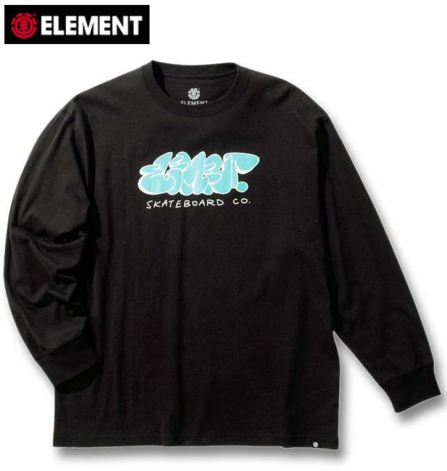 大きいサイズ ELEMENT TAG 長袖 Tシャツ ブラック 3L 4L 5L 6L/1278-4615-2-79